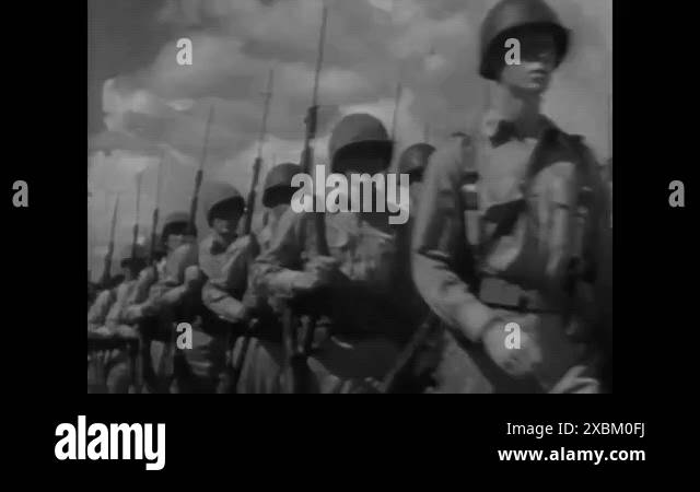 1944 - Combat footage shows US armored troops, infantrymen, and the Air ...