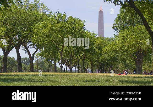 People walk on the parks in the mall in front of the Washington ...