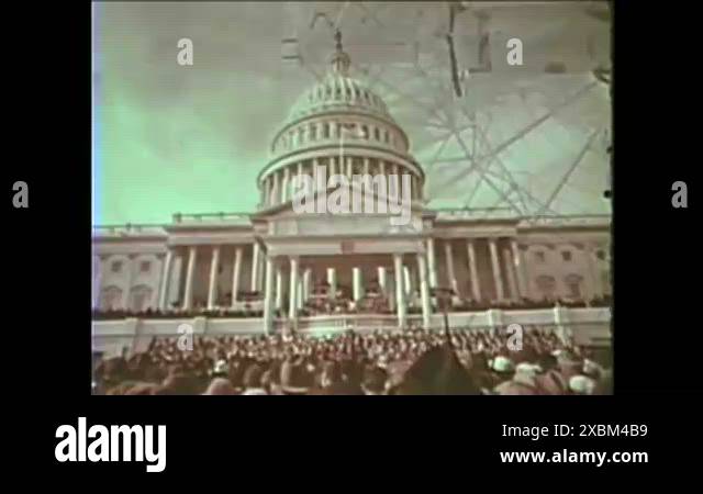 1965 - Matching imagery is paired with LBJ's inauguration speech Stock ...