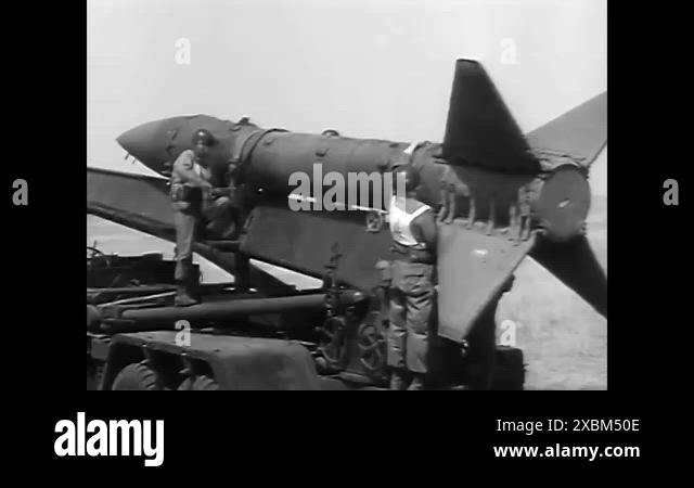 1957 - Different kinds of US Army missiles are shown Stock Video ...
