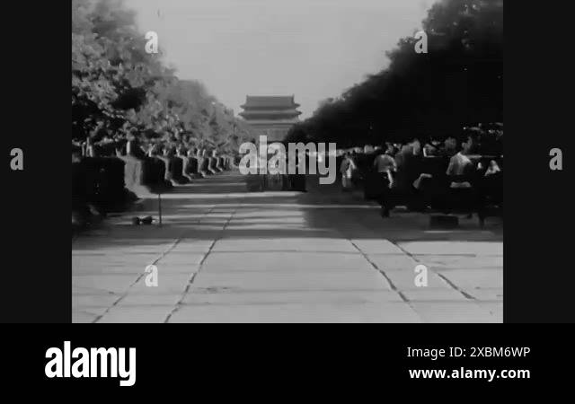 1935 - Sailors visit the Forbidden City and a train, street vendors ...