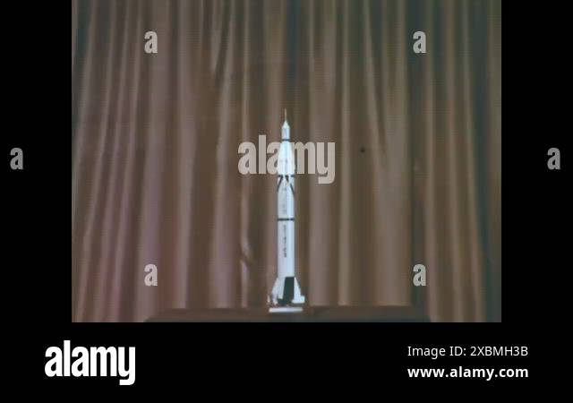 1962 - Kurt Debus shows scale models of NASA spacecraft boosters used ...