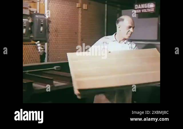 1959 - A television cabinet is built and tested Stock Video Footage - Alamy