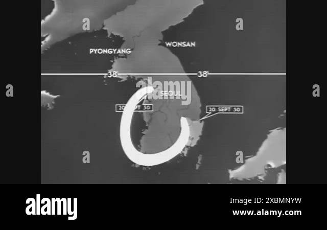 1950 - An animated map shows how UN forces crossed the 38th parallel in ...