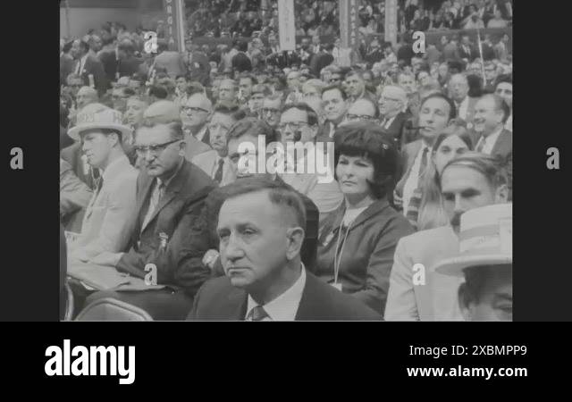 1968 - Hubert Humphrey takes the stage after being announced as the ...
