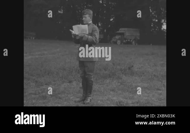 1918 - American soldiers are awarded medals by General Pershing at French army headquarters ...