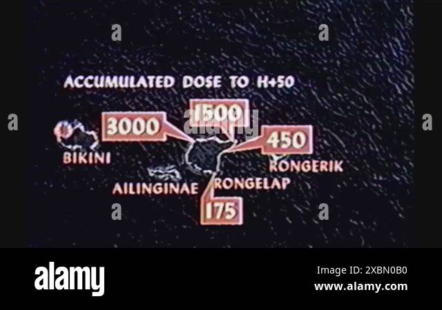 1954 - An animated map shows the range of lethal radioactive fall-out ...