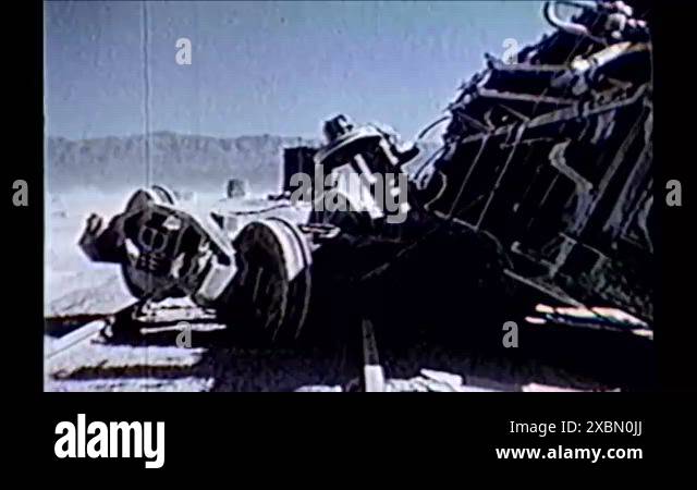 1954 - Damage on jeeps and the surrounding area during a nuclear ...