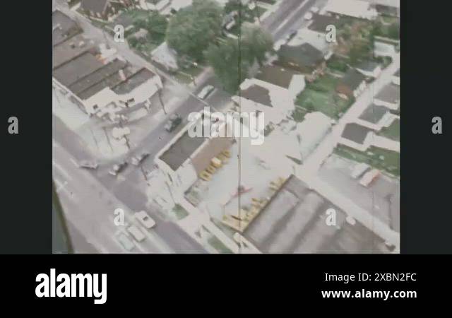 1967 - Aerial views of residential Detroit and inside the army ...