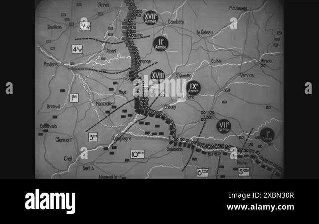 1918 - An animated map shows the Battle of Picardy in France during ...