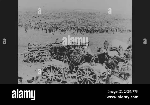 1917 - The cavalry is shown as well as advancing troops and stretcher ...