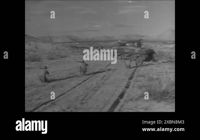 1950 - A flamethrower is fired and an air napalm attack is shown and ...