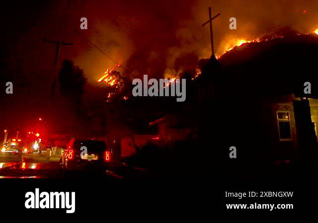 2017 - a hillside neighborhood in Ventura, California is threatened at ...