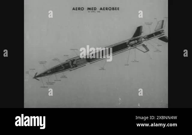 1952 - A diagram of the Aero Med Aerobee high altitude research rocket ...
