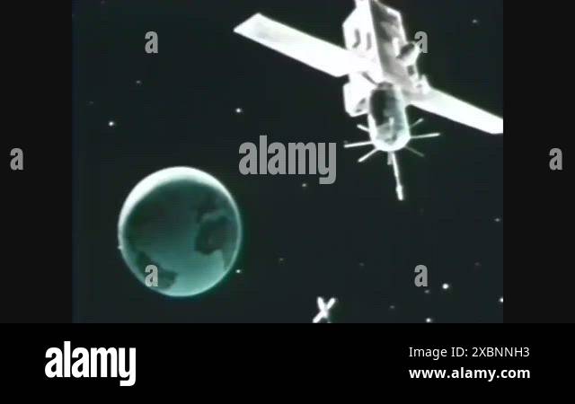 1976 - Animated satellites orbiting the earth, the Cobra Dane passive ...