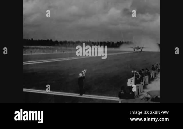 1963 - Heavy bombers take off from an airfield and an aircraft carrier ...