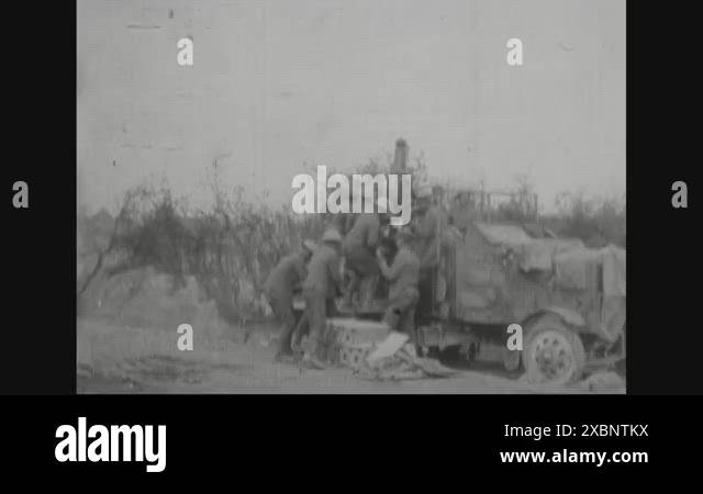 1918 - Artillerymen fire 8 inch and 6 inch Howitzer guns in France ...