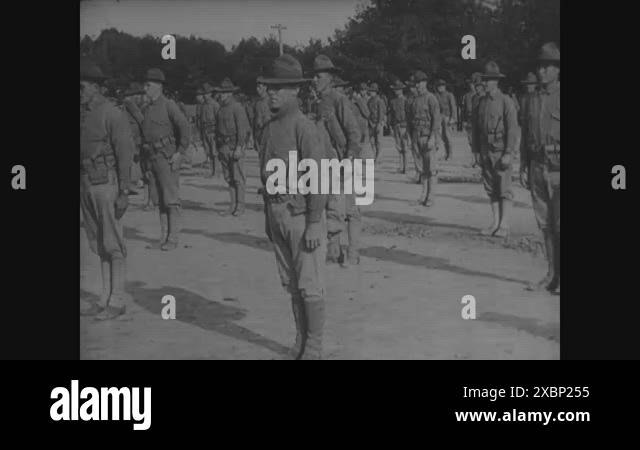 1918 - Soldiers in training practice hand grenade throwing form and ...
