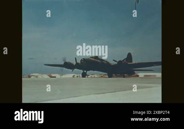 1942 - US Navy planes takeoff from Midway Island, and antiaircraft guns ...