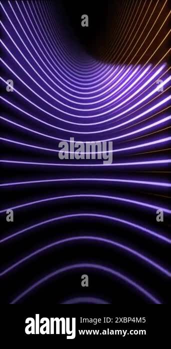 Vertical video - glowing purple and gold neon circle light beams background. Full HD and looping ...