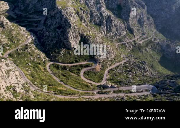 4K Aerial Drone video of mesmerizing serpentine roads in the mountains ...