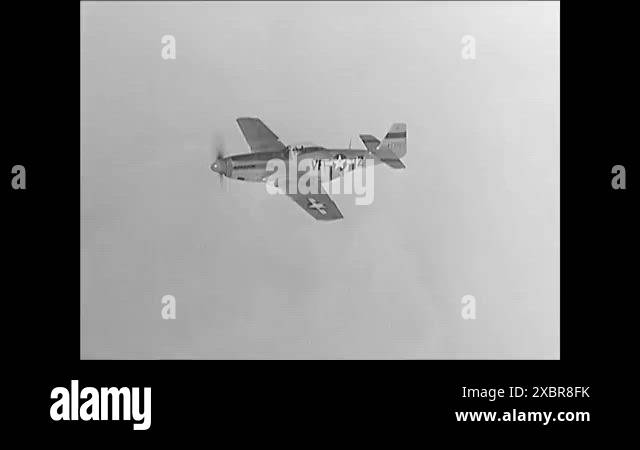 An aerial dogfight between U.S. and German Luftwaffe fighters in World ...