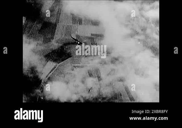 An aerial dogfight between U.S. and German Luftwaffe fighters in World ...