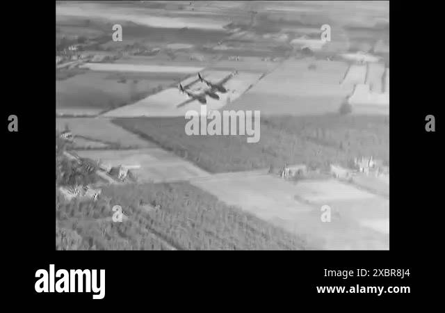 An aerial dogfight between U.S. and German Luftwaffe fighters in World ...