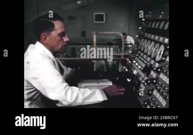 A scientist controls a nuclear explosion in a controlled nuclear ...
