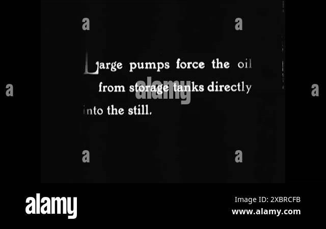 Pumps fill a crude oil still, and animation of the distillation of ...