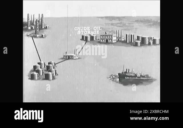 Animation of crude oil being pumped from a pumping station to storage ...
