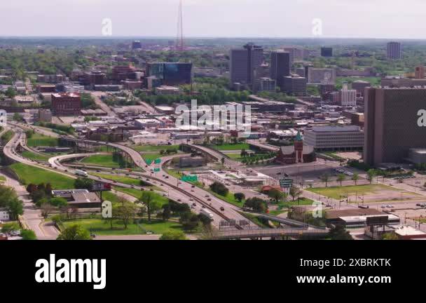 Energetic aerial perspective of downtown kansas city, featuring ...