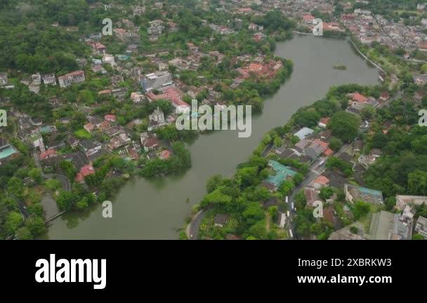 Breathtaking aerial view of kandy Lake, sri lanka, with its serene ...