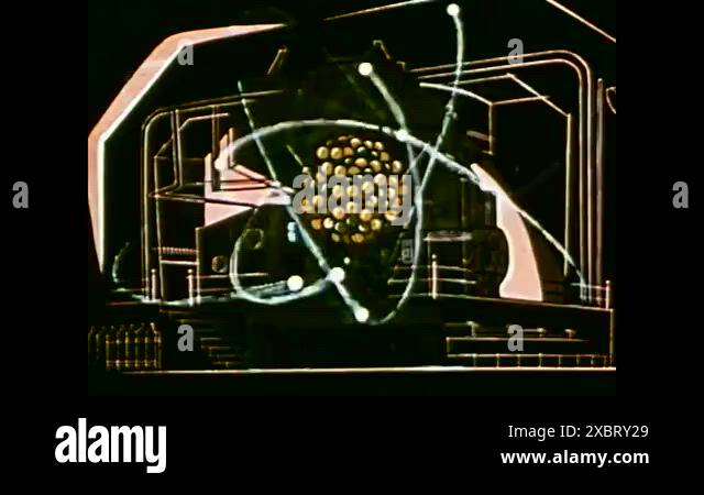 A 1952 animated film explains the power and structure of the atom Stock ...