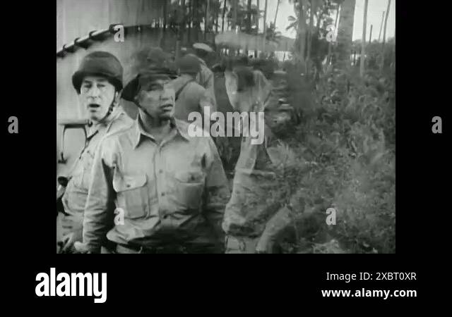 American navy troops travel to the Philippines by se and start their attack before coming ashore ...