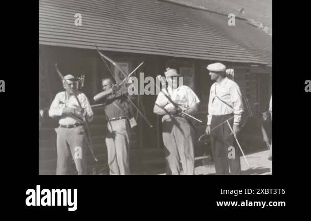 San Diego, United States may 1955: 1950s footage of hunters using bows ...