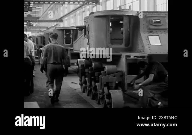 1940s era film showing the first assembly line plants in America ...