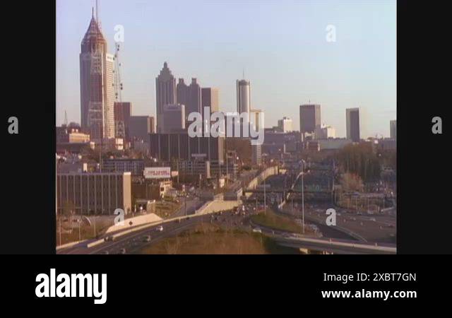ATLANTA - 1995 - Traffic drives into and out of downtown Atlanta ...