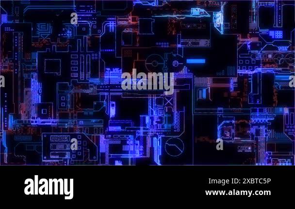 Printed circuit board. Advanced technology concept visualization: PCB processor microchip ...