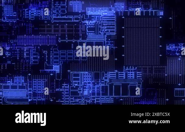 Printed circuit board. Advanced technology concept visualization: PCB processor microchip ...