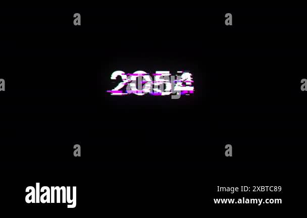 2054 text with screen effects of technological failures. Spectacular ...