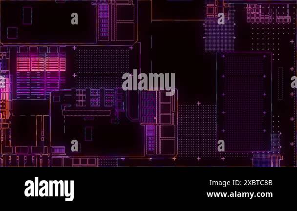 Printed circuit board. Advanced technology concept visualization: PCB processor microchip ...