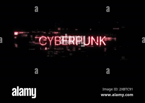 Cyberpunk text with screen effects of technological failures ...