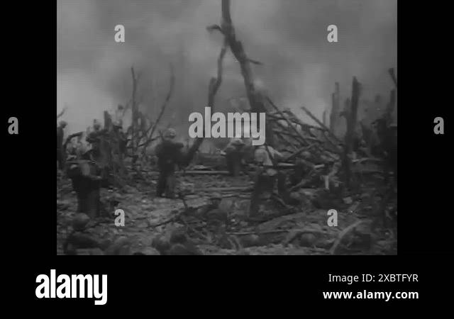 Captured Japanese propaganda during World War II of soldiers training ...