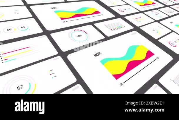 3D animated Infographics set. Animation of seven different charts and ...