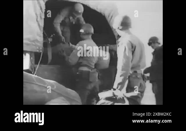 Nuclear bomb preparation activities at Camp Desert Rock in the 1950s ...