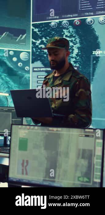 Vertical Video Army general managing air traffic control for military ...