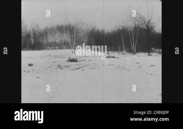 1940s - Corpses of Russian soldiers are frozen in a wintry battlefield ...