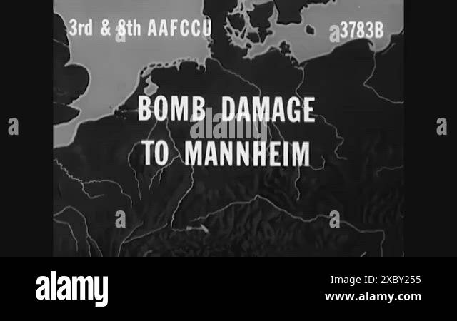 1945 - Excellent aerial view of bomb damage in the industrial city of ...