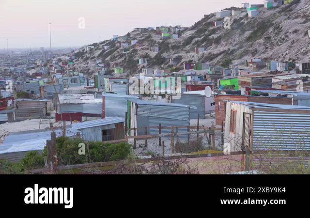Good establishing shot of the vast rural townships of South Africa ...